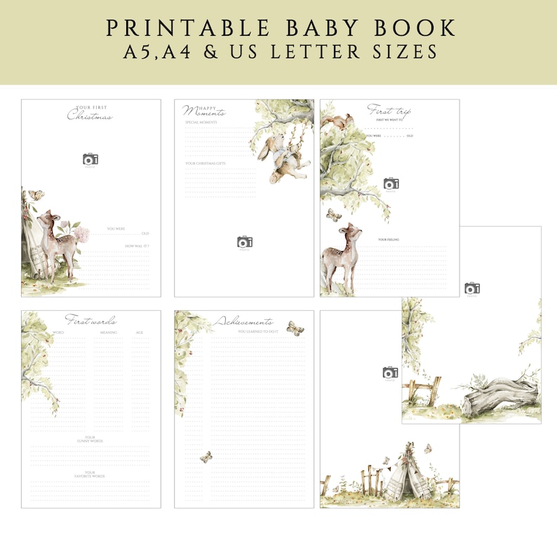 Printable Baby Memory Book Pages, First Year Baby Keepsake Journal ...