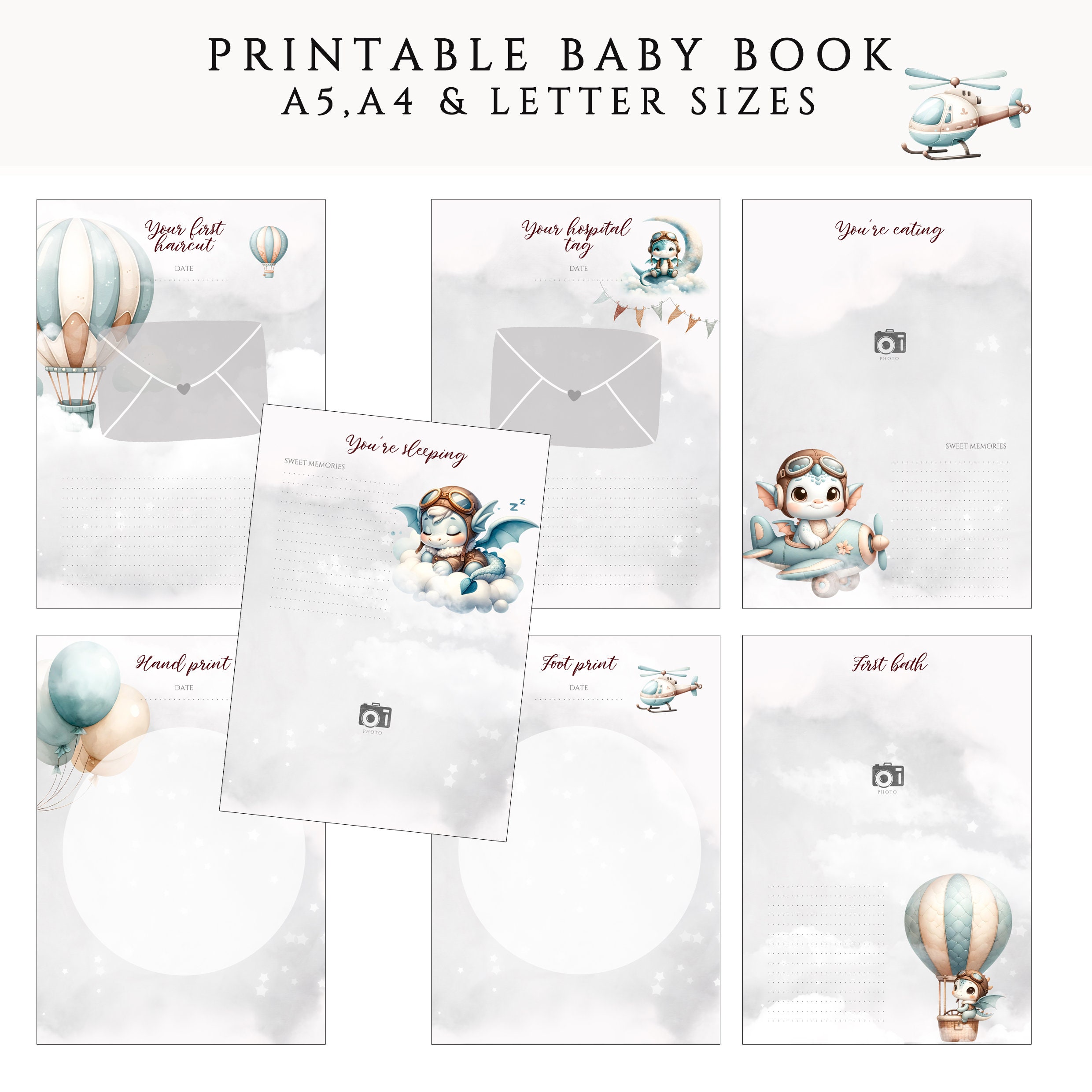 Printable Baby Memory Book Pages, First Year Baby Keepsake Journal ...