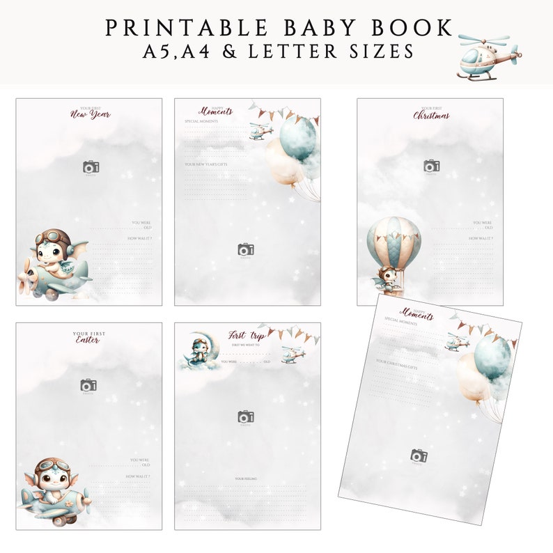 Printable Baby Memory Book Pages, First Year Baby Keepsake Journal ...