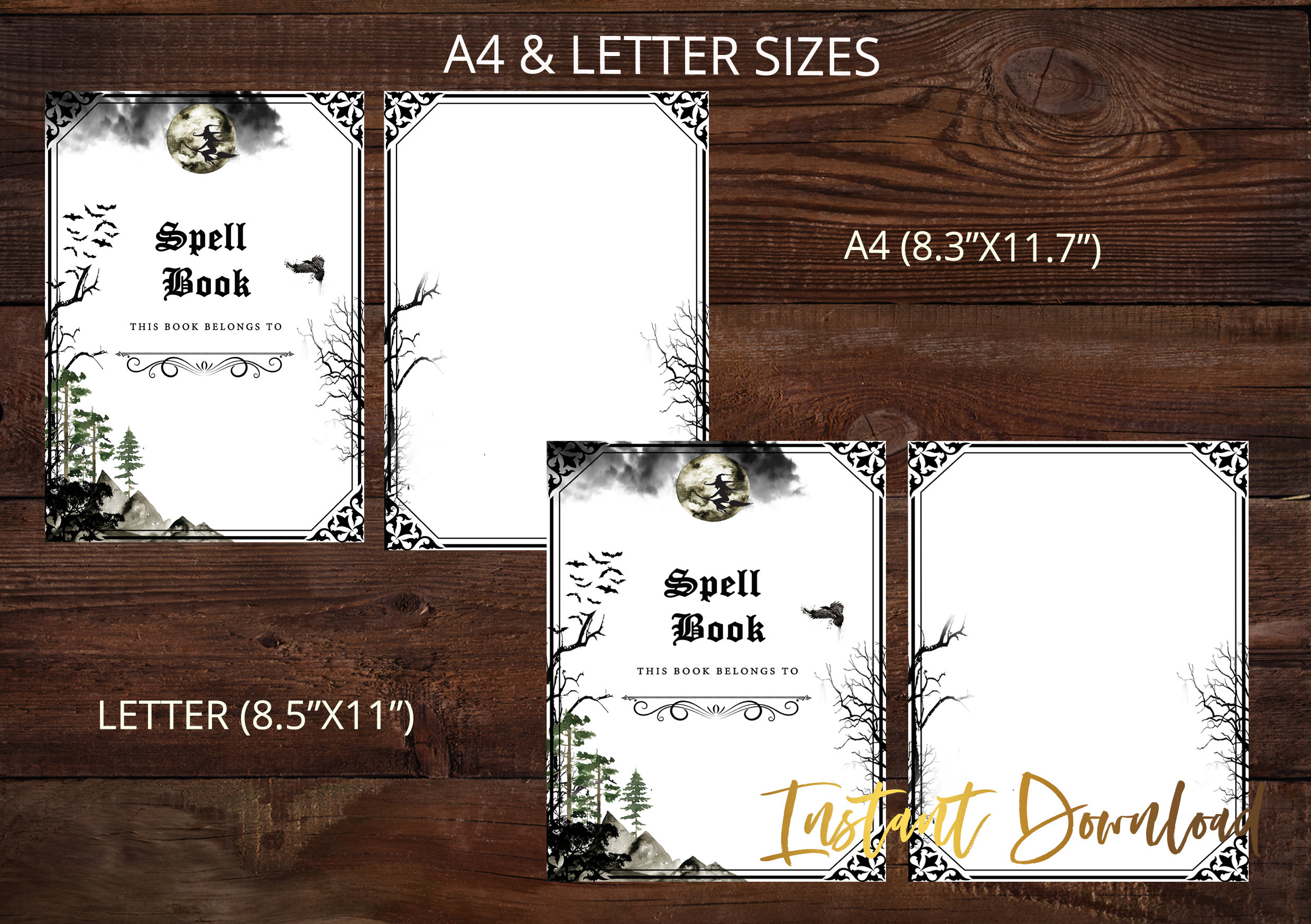 Witch Spell Book Printable - Grimoire Book of Shadows Title Pages ...