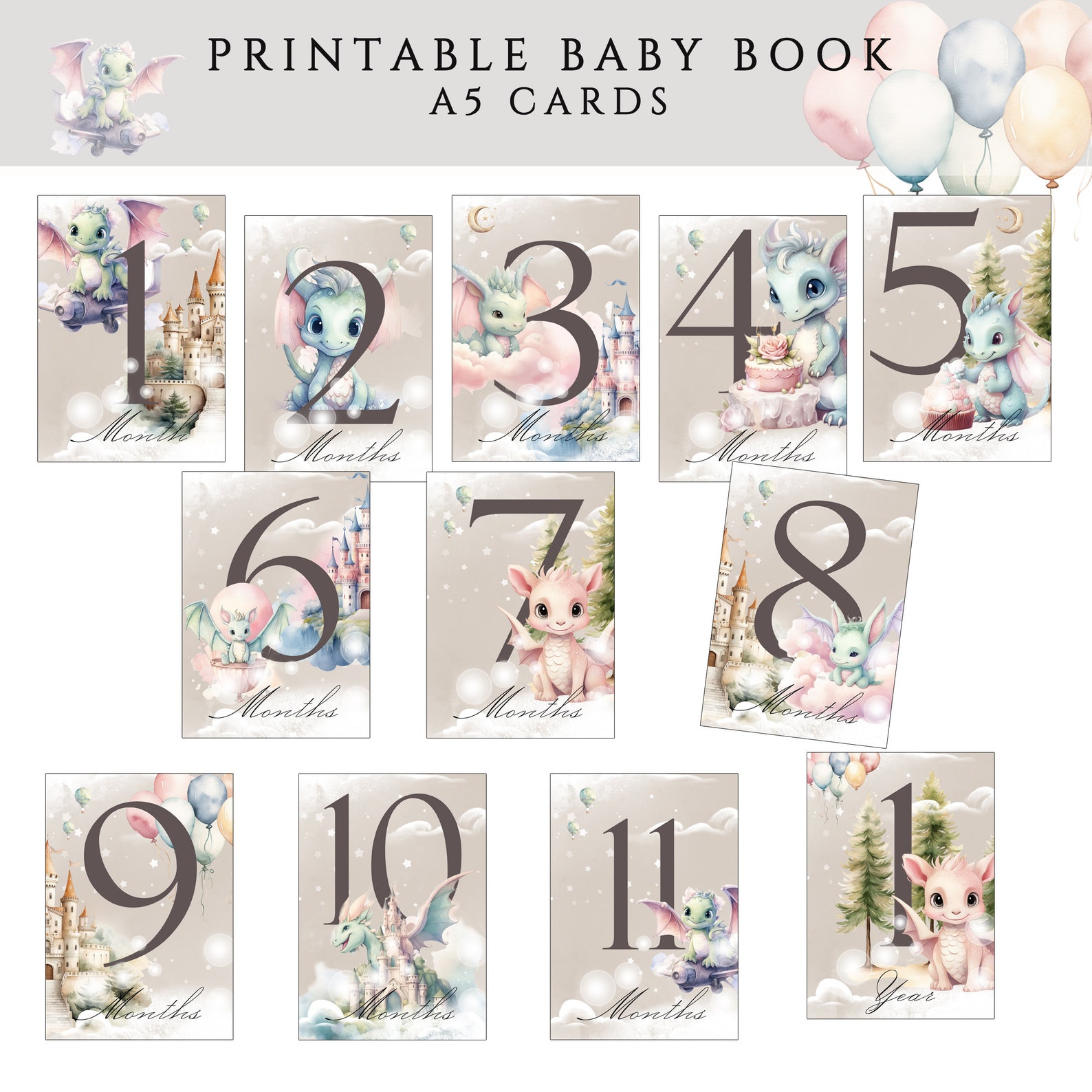 Printable Baby Memory Book Pages, First Year Baby Keepsake Journal ...