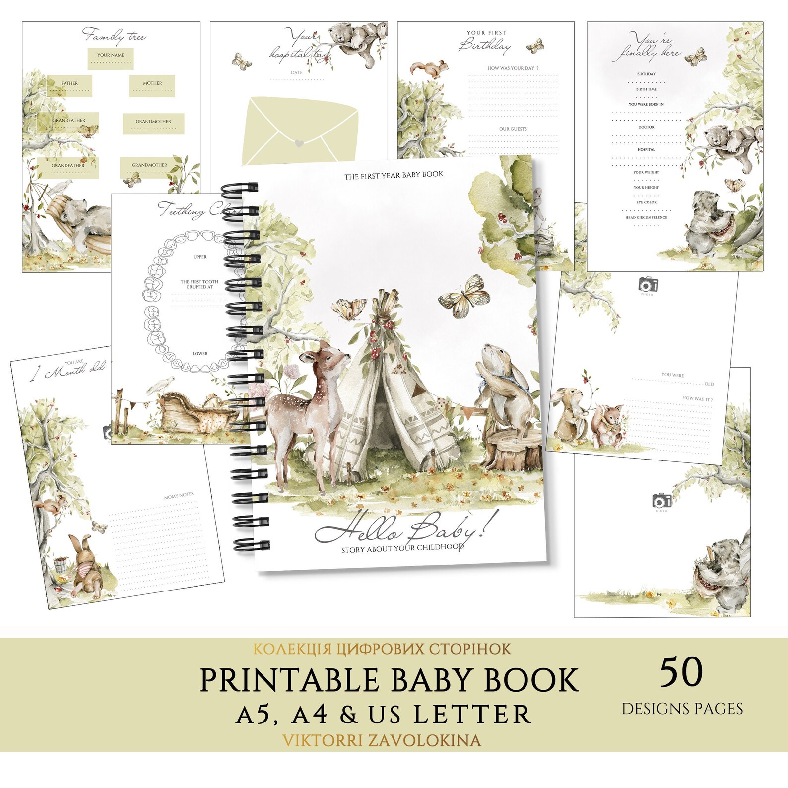 Printable Baby Memory Book Pages, First Year Baby Keepsake Journal ...