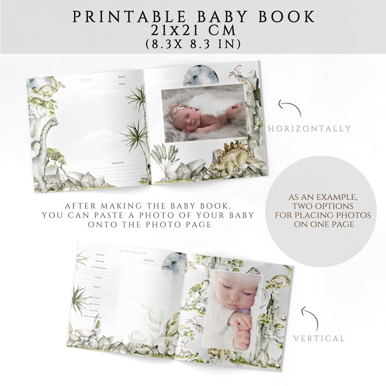Printable Baby Memory Book Pages, First Year Baby Photo Album Scrapbook ...