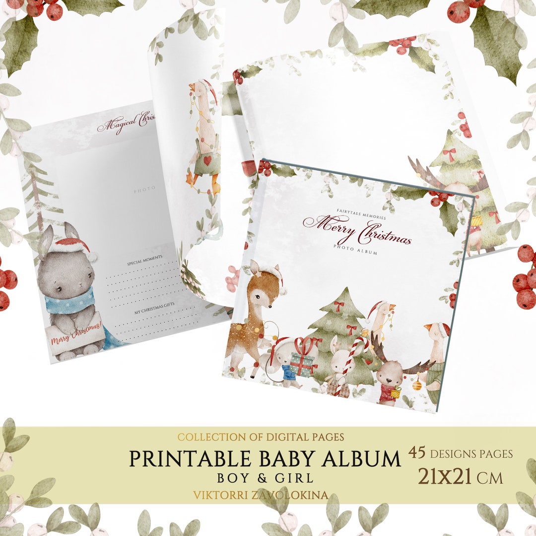 Printable Christmas Baby Memory Book Pages, Baby Photo Album Scrapbook ...