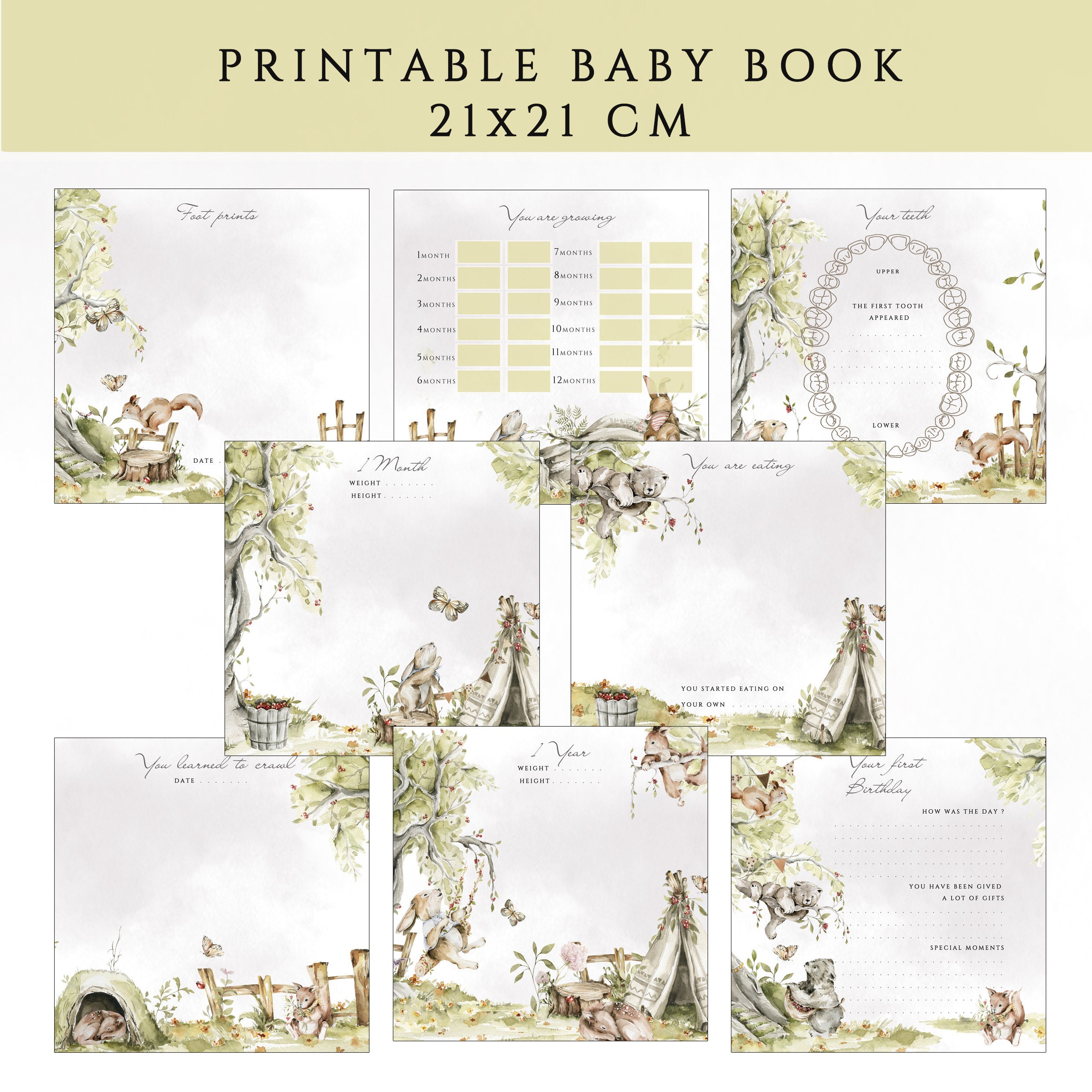 Printable Baby Memory Book Pages, Baby Photo Album Scrapbook, First ...