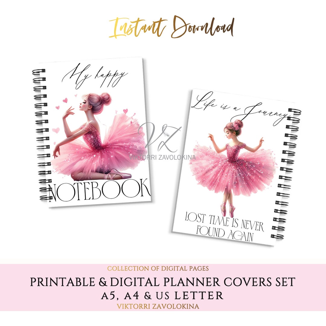 Ballerina Printable Cover Pages for Planner, Ballet Journal Cover ...