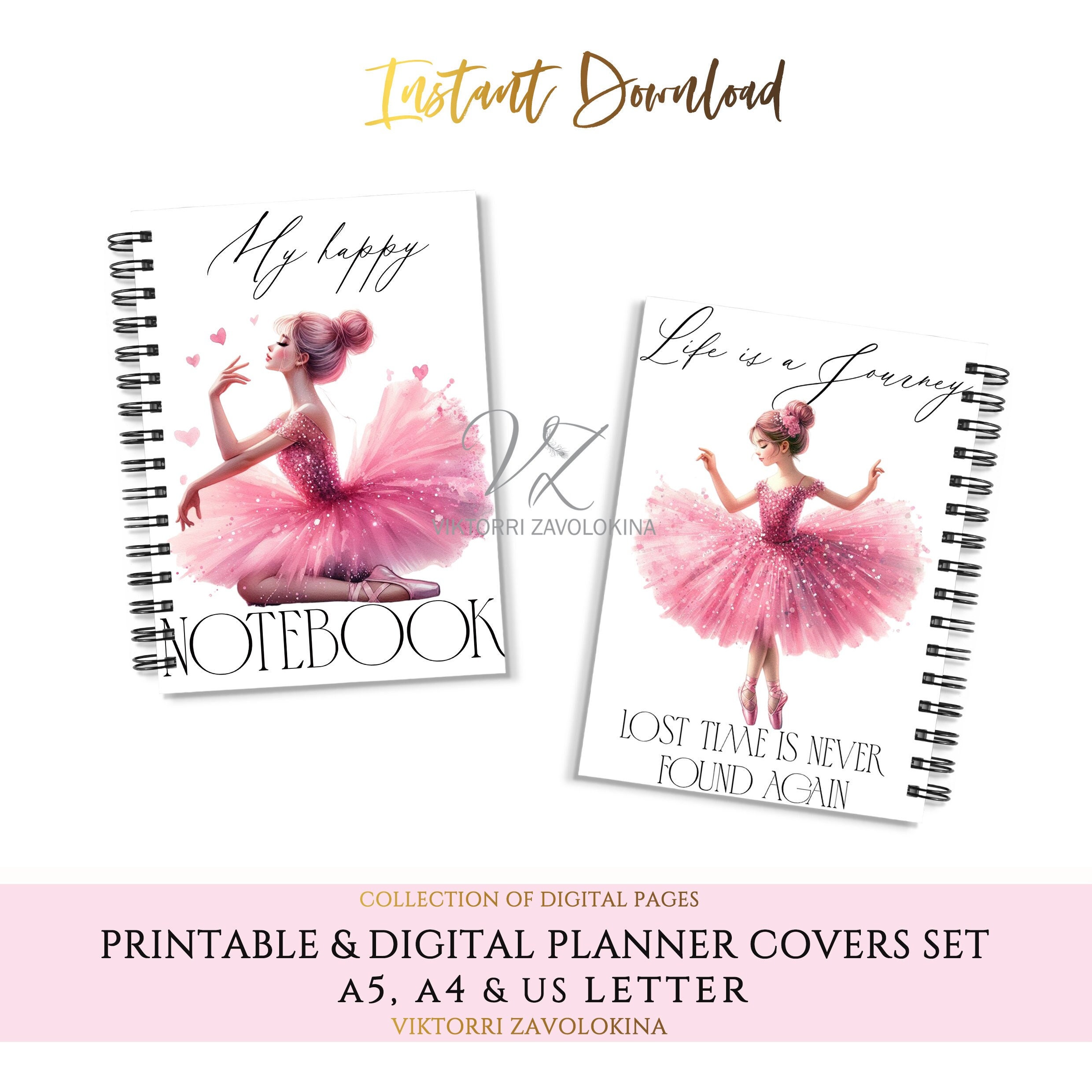 Ballerina Printable Cover Pages for Planner, Ballet Journal Cover ...