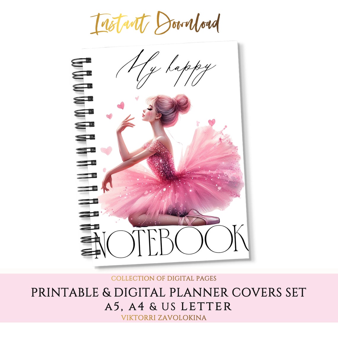 Ballerina Printable Cover Pages for Planner, Ballet Journal Cover ...