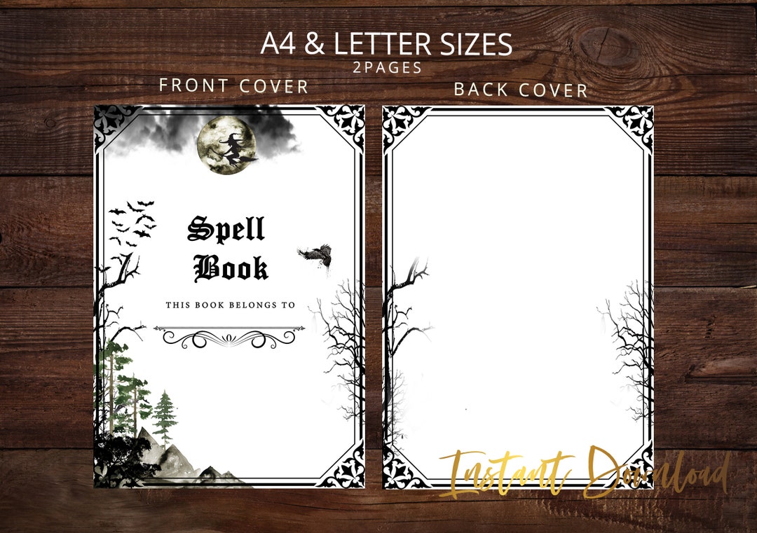 Witch Spell Book Printable - Grimoire Book of Shadows Title Pages ...