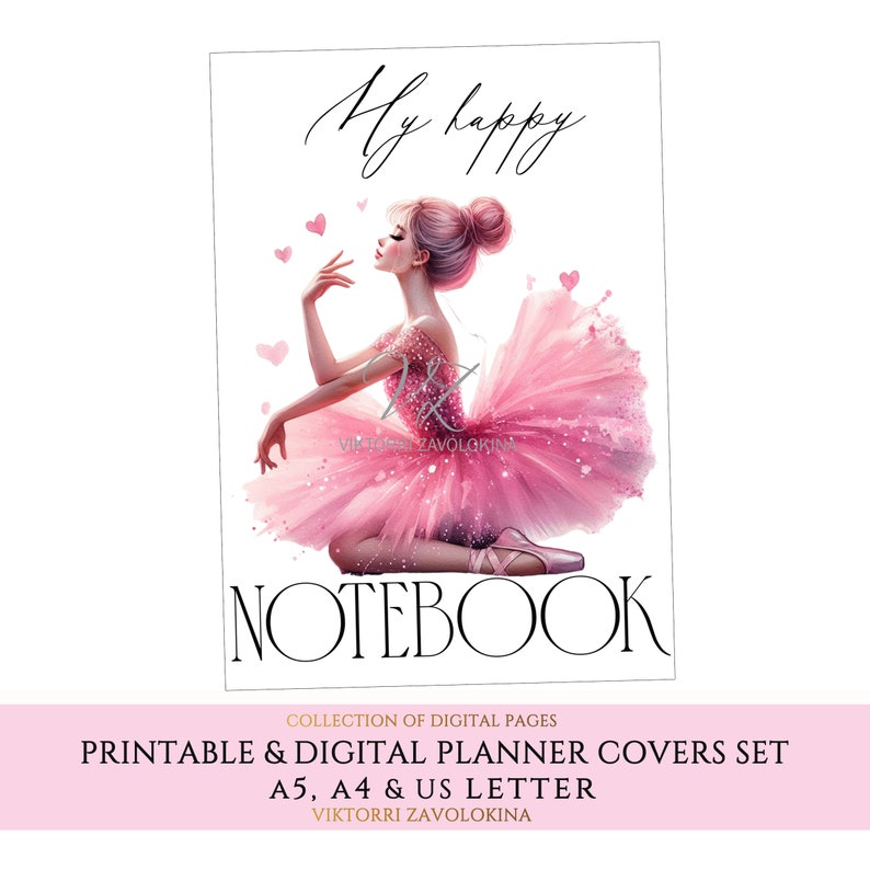 Ballerina Printable Cover Pages for Planner, Ballet Journal Cover ...
