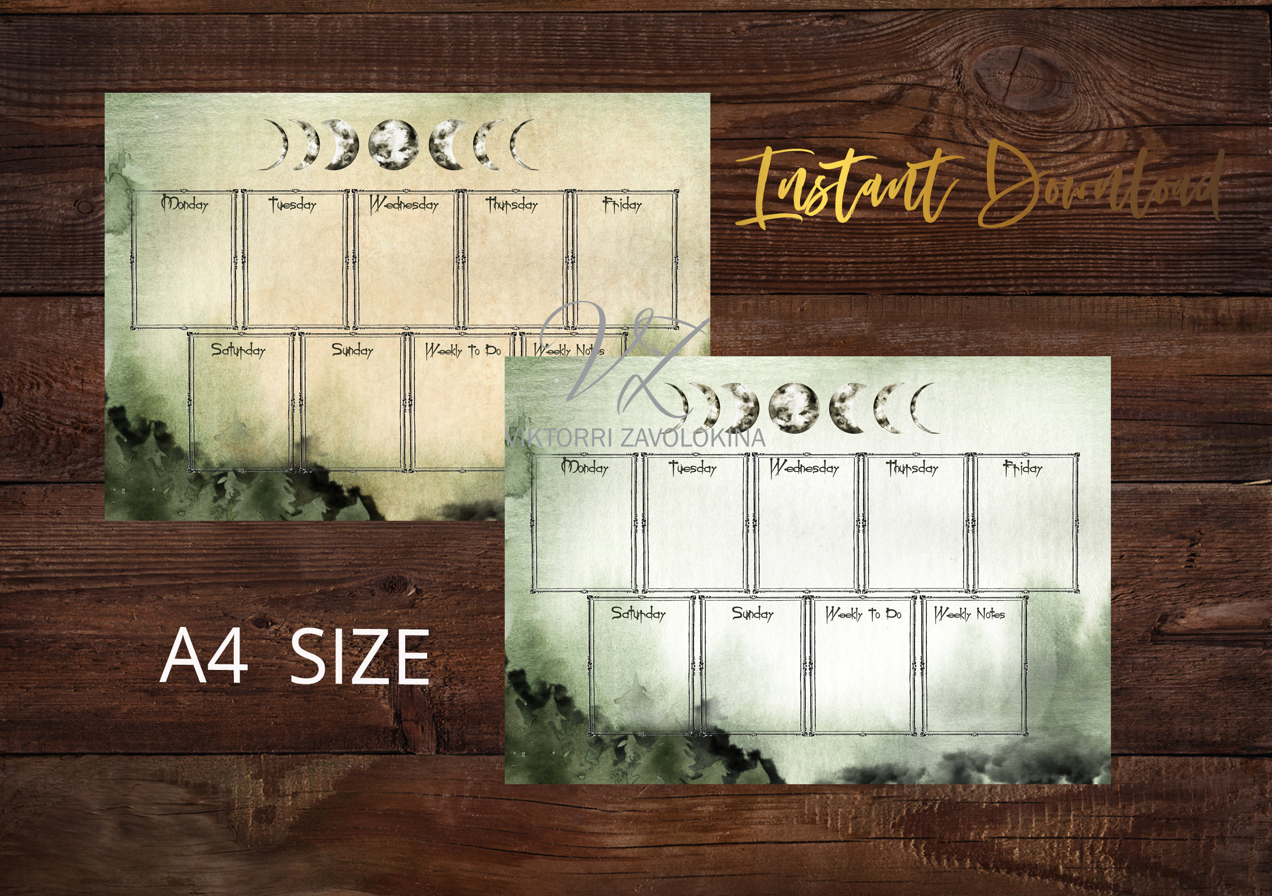 Moon Witch Planner Printable A4 Weekly Planner PDF | Etsy