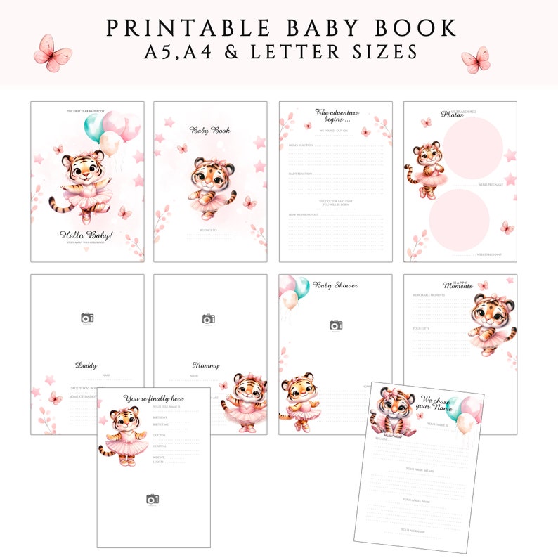 Printable Baby Memory Book Pages, First Year Baby Keepsake Journal ...