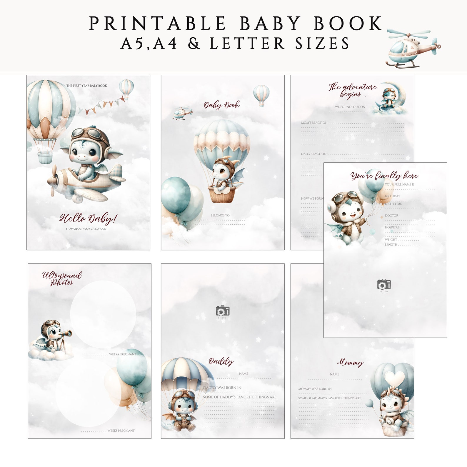 Printable Baby Memory Book Pages, First Year Baby Keepsake Journal ...