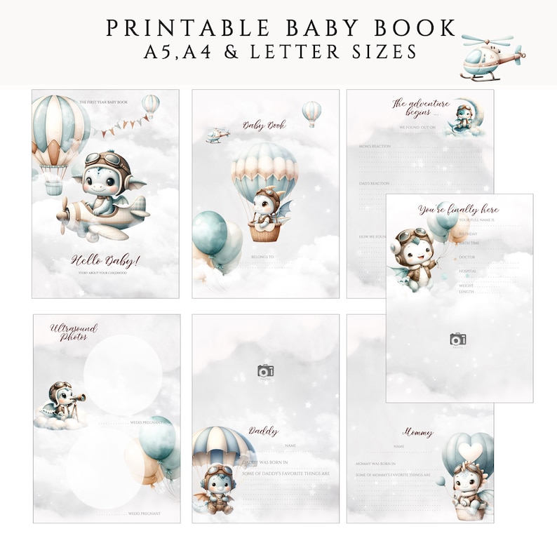 Printable Baby Memory Book Pages, First Year Baby Keepsake Journal ...