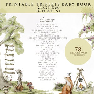 Triplets Printable Baby Memory Book Pages, Baby Photo Album Scrapbook ...