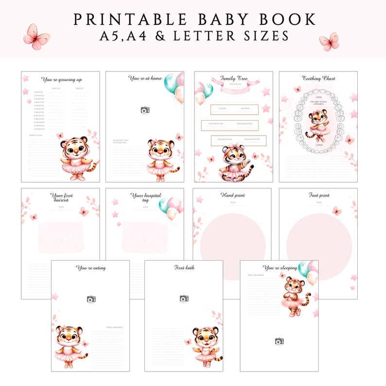 Printable Baby Memory Book Pages, First Year Baby Keepsake Journal ...