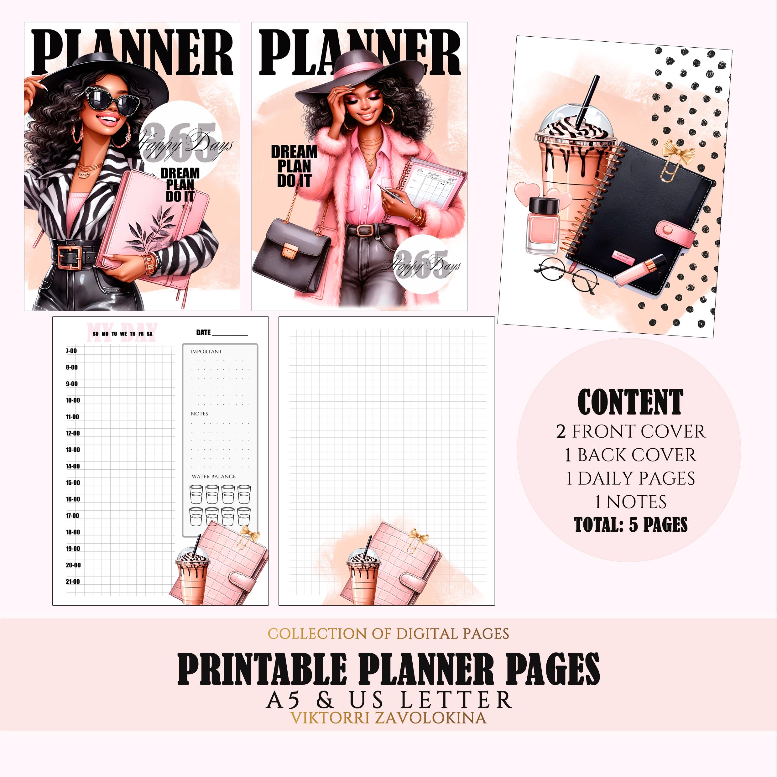 African American Planner Cover, Printable Notebook Cover, Daily Planner ...