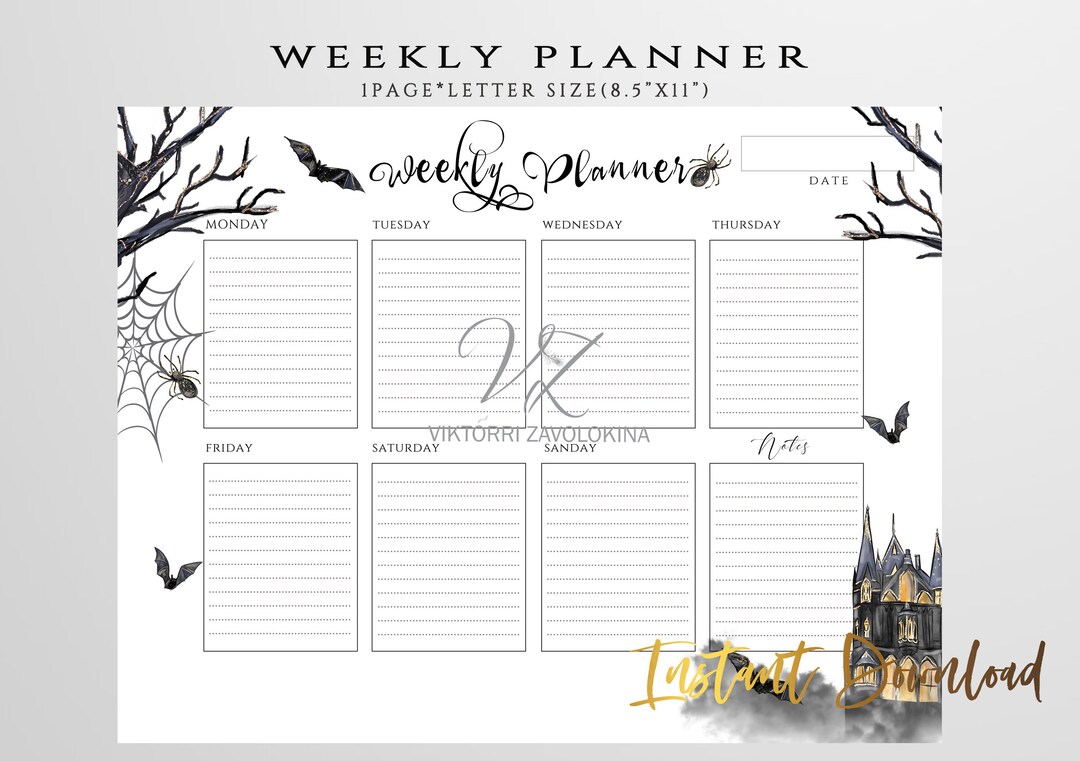 Witch Weekly Planner Printable - Weekly Planner to Do List - Weekly ...