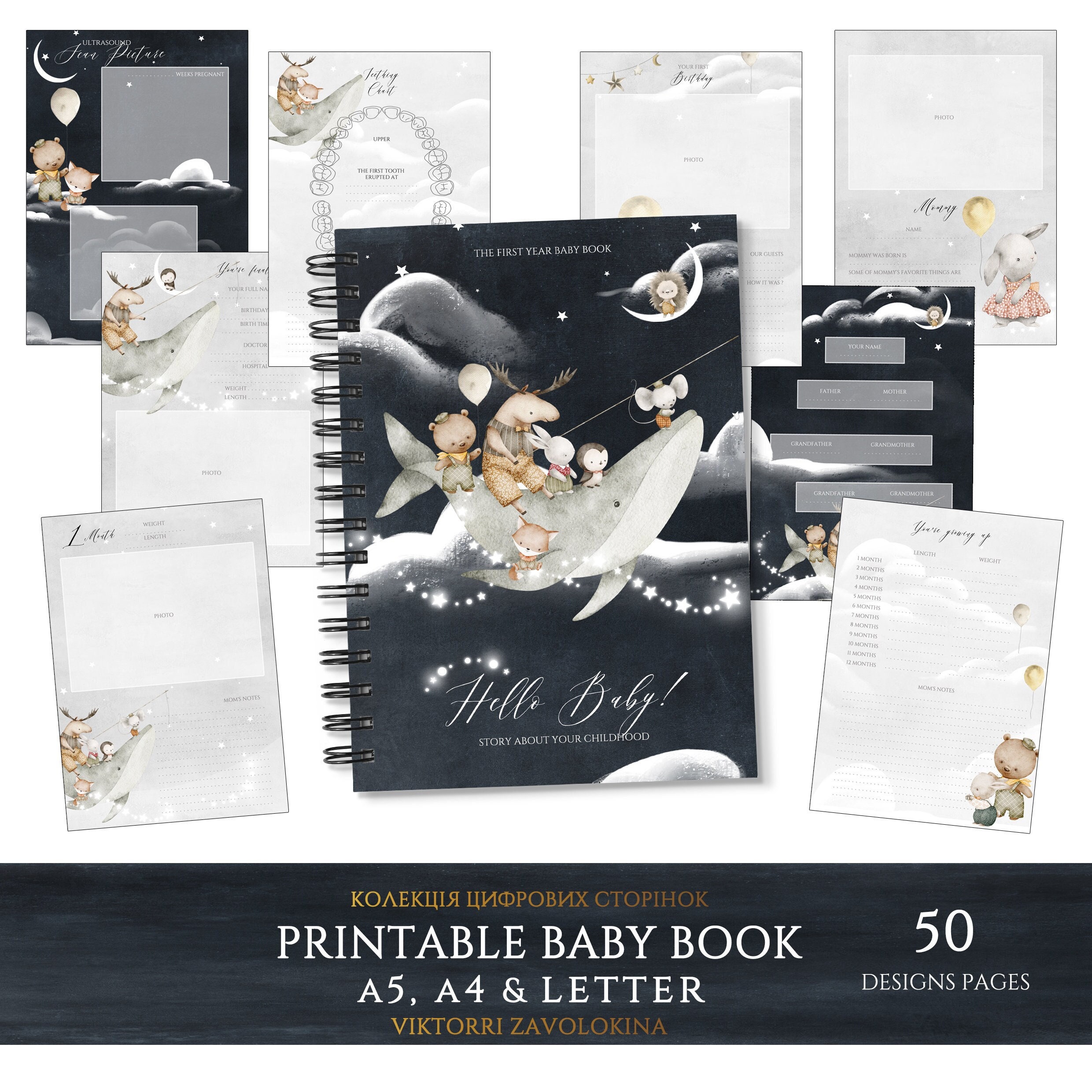 Printable Baby Book Pages, First Year Baby Memory Book, 1st Keepsake ...