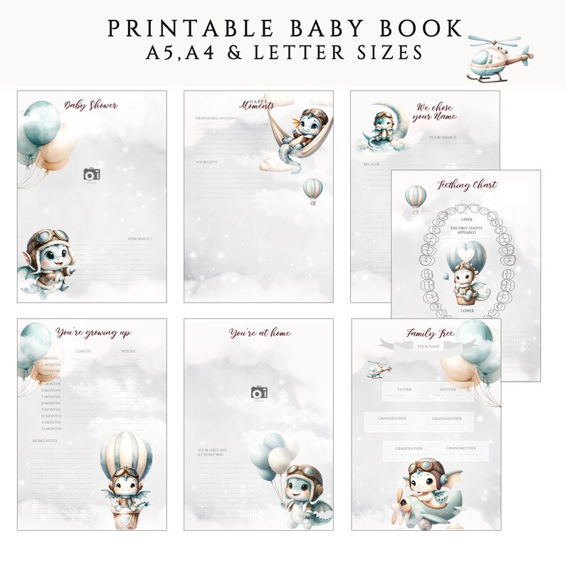 Printable Baby Memory Book Pages, First Year Baby Keepsake Journal ...