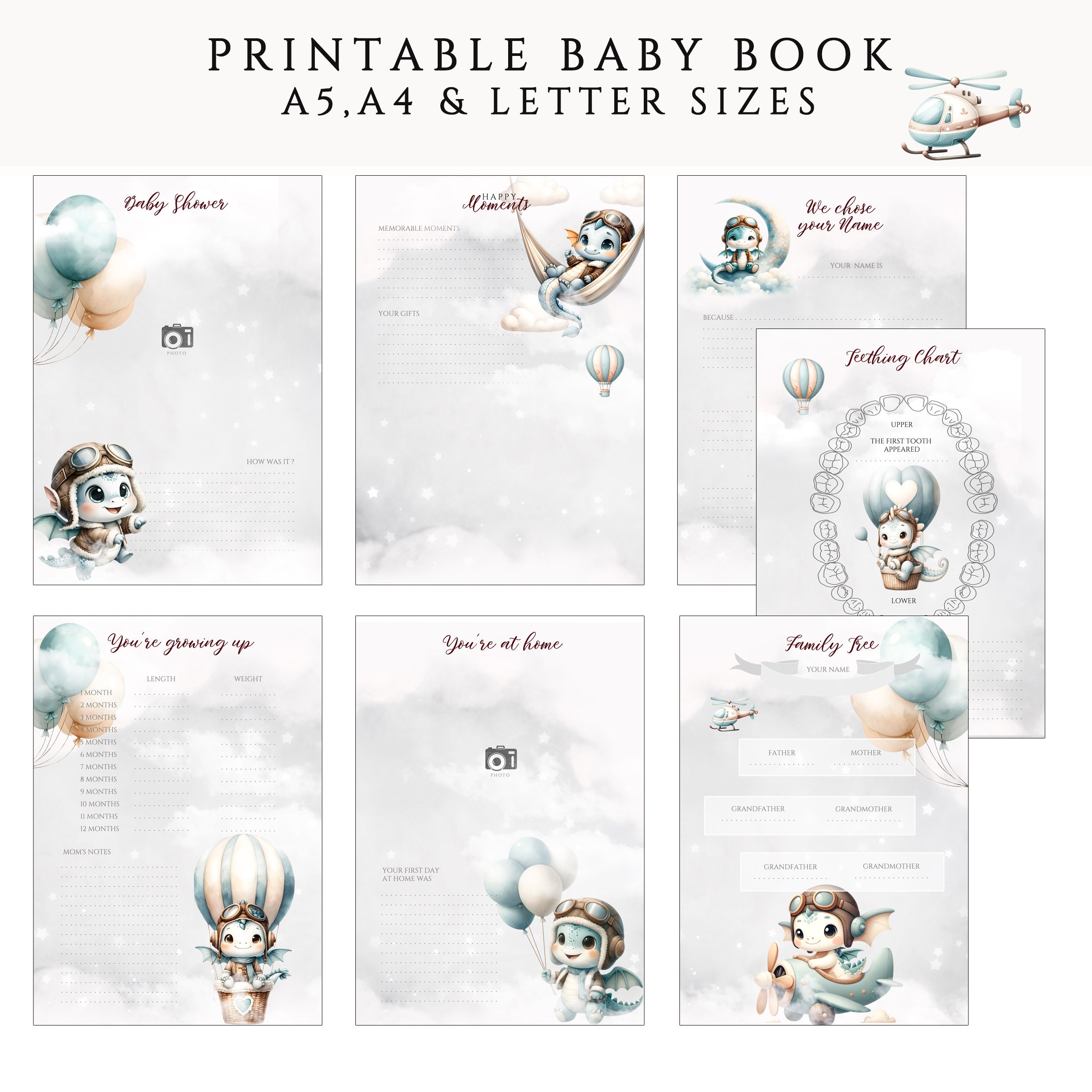 Printable Baby Memory Book Pages, First Year Baby Keepsake Journal ...