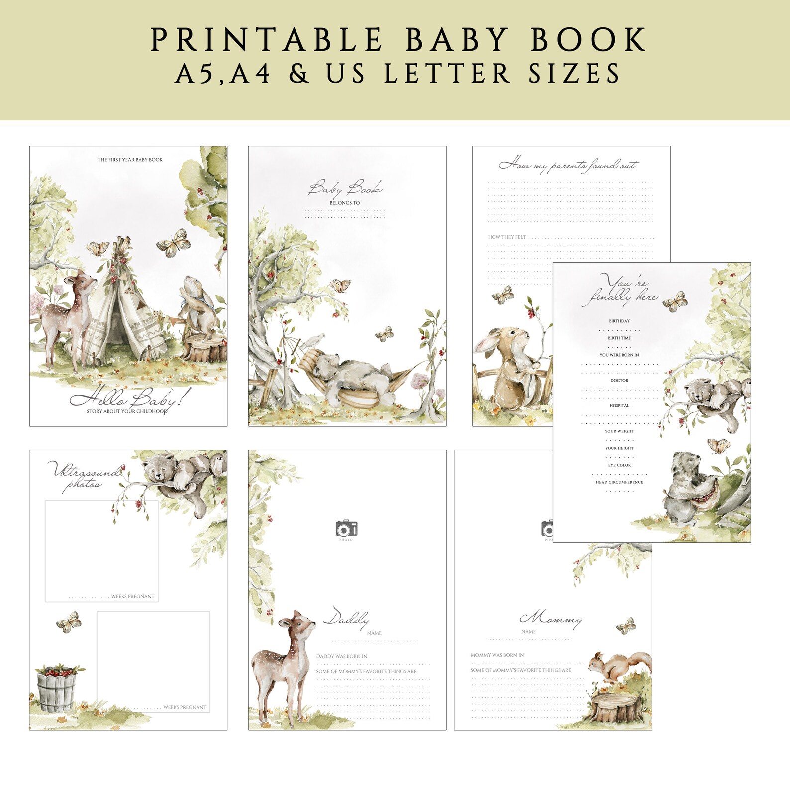 Printable Baby Memory Book Pages, First Year Baby Keepsake Journal ...
