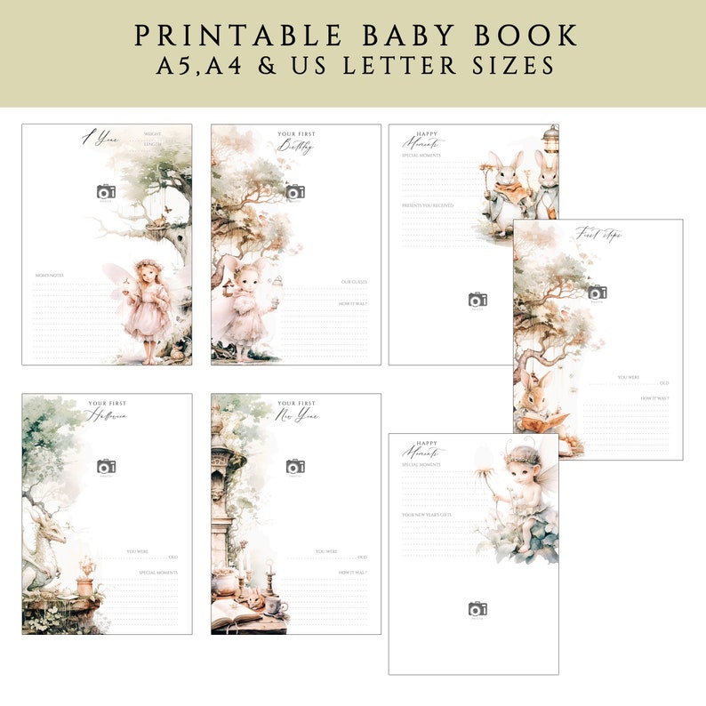 Printable Baby Memory Book Pages, First Year Baby Keepsake Journal ...