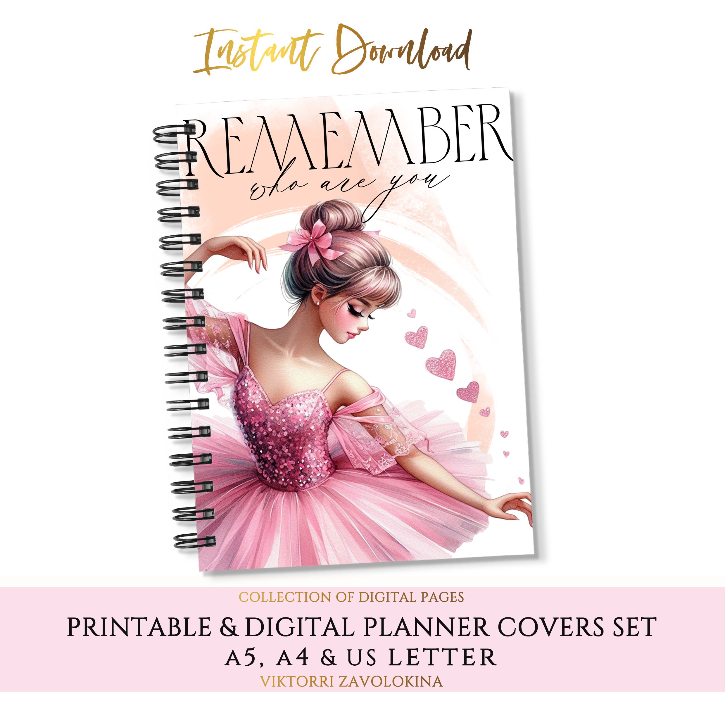 Ballerina Printable Cover Pages for Planner, Ballet Digital Notebook ...