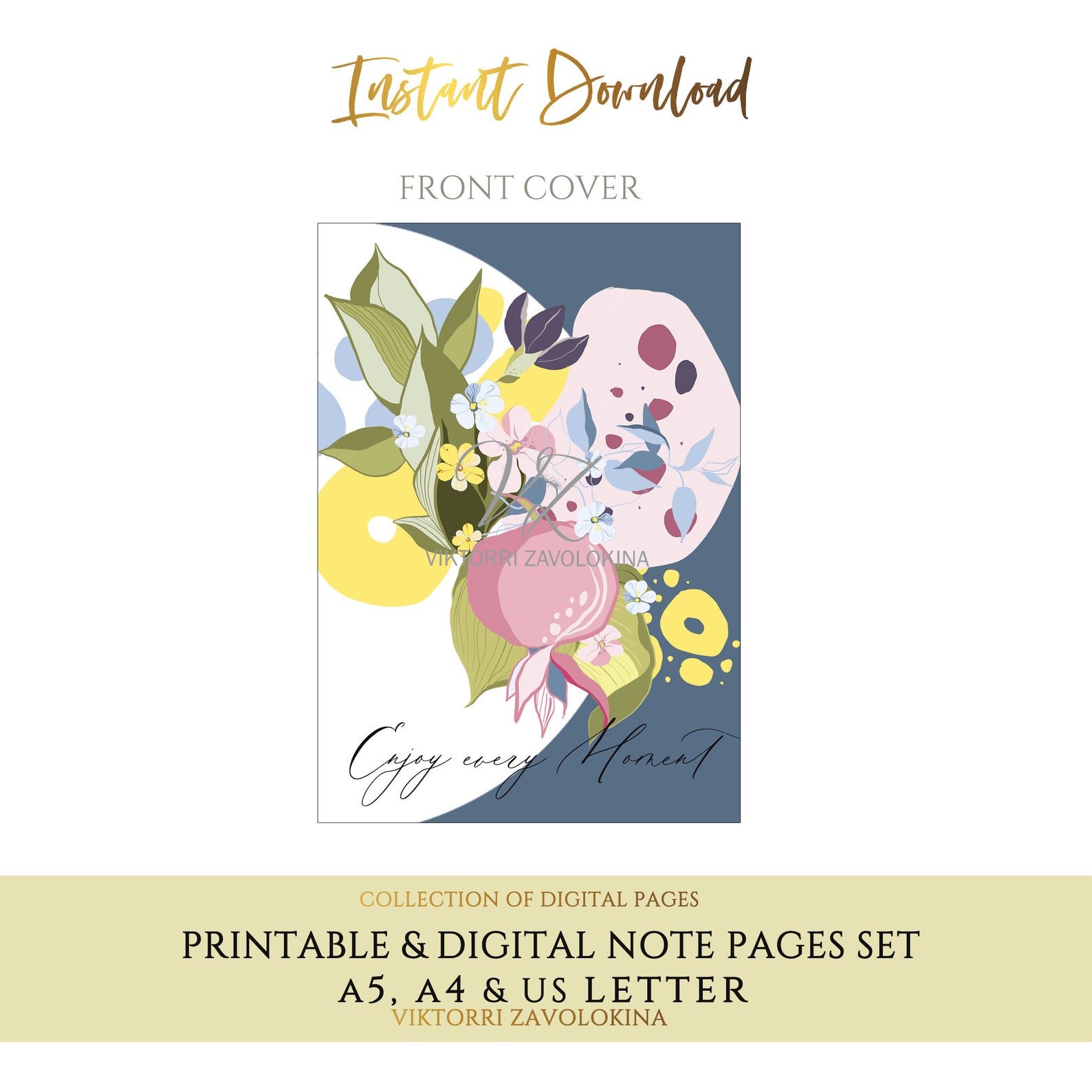 Floral Printable Note Pages, Digital Notebook Paper for Note Talking ...