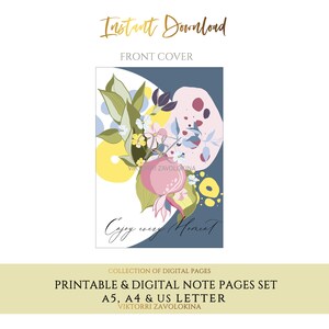 Floral Printable Note Pages, Digital Notebook Paper for Note Talking ...