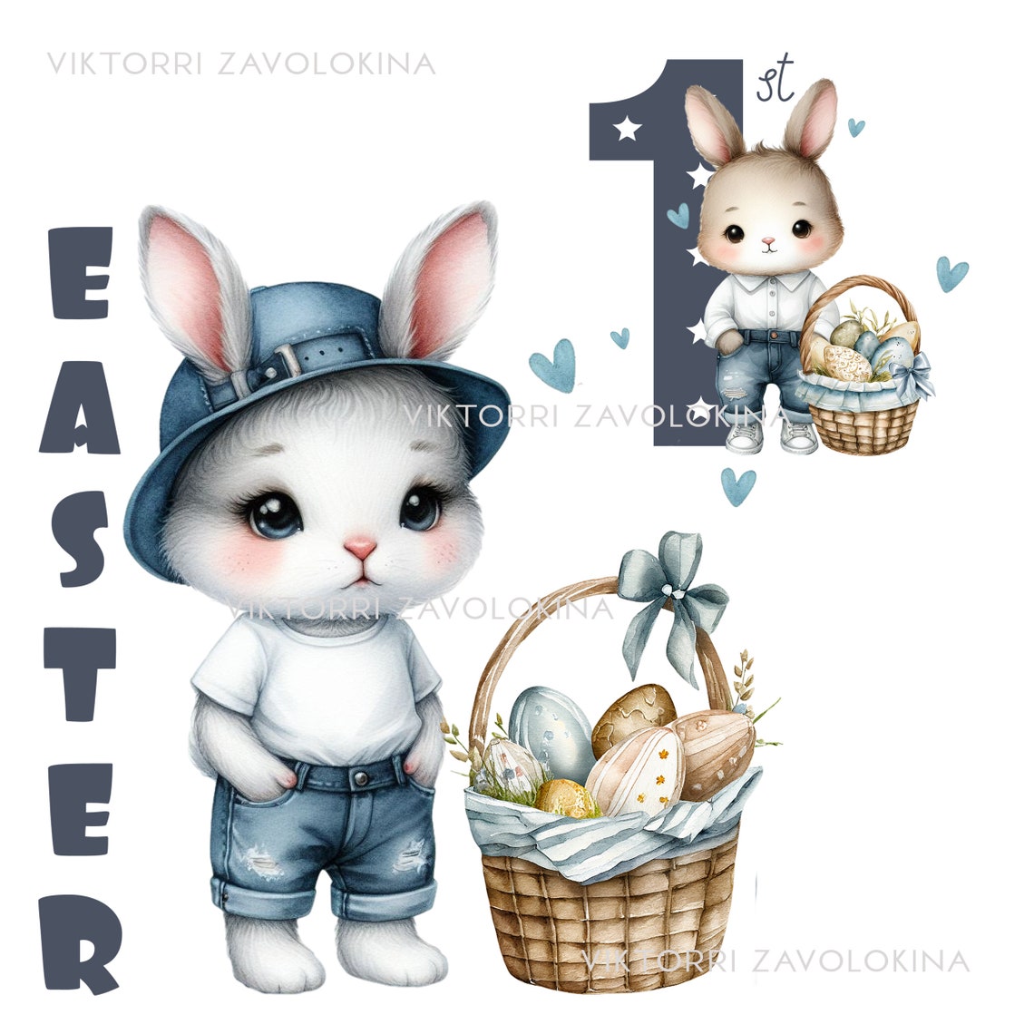 My First Easter Bunny PNG Sublimation Design Bundle, Baby 1st Easter ...