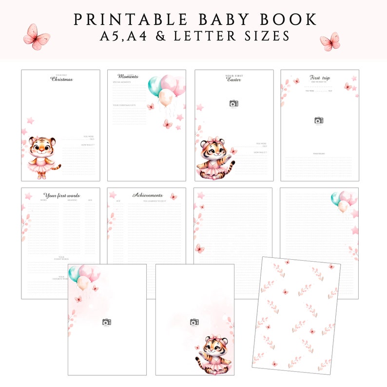 Printable Baby Memory Book Pages, First Year Baby Keepsake Journal ...