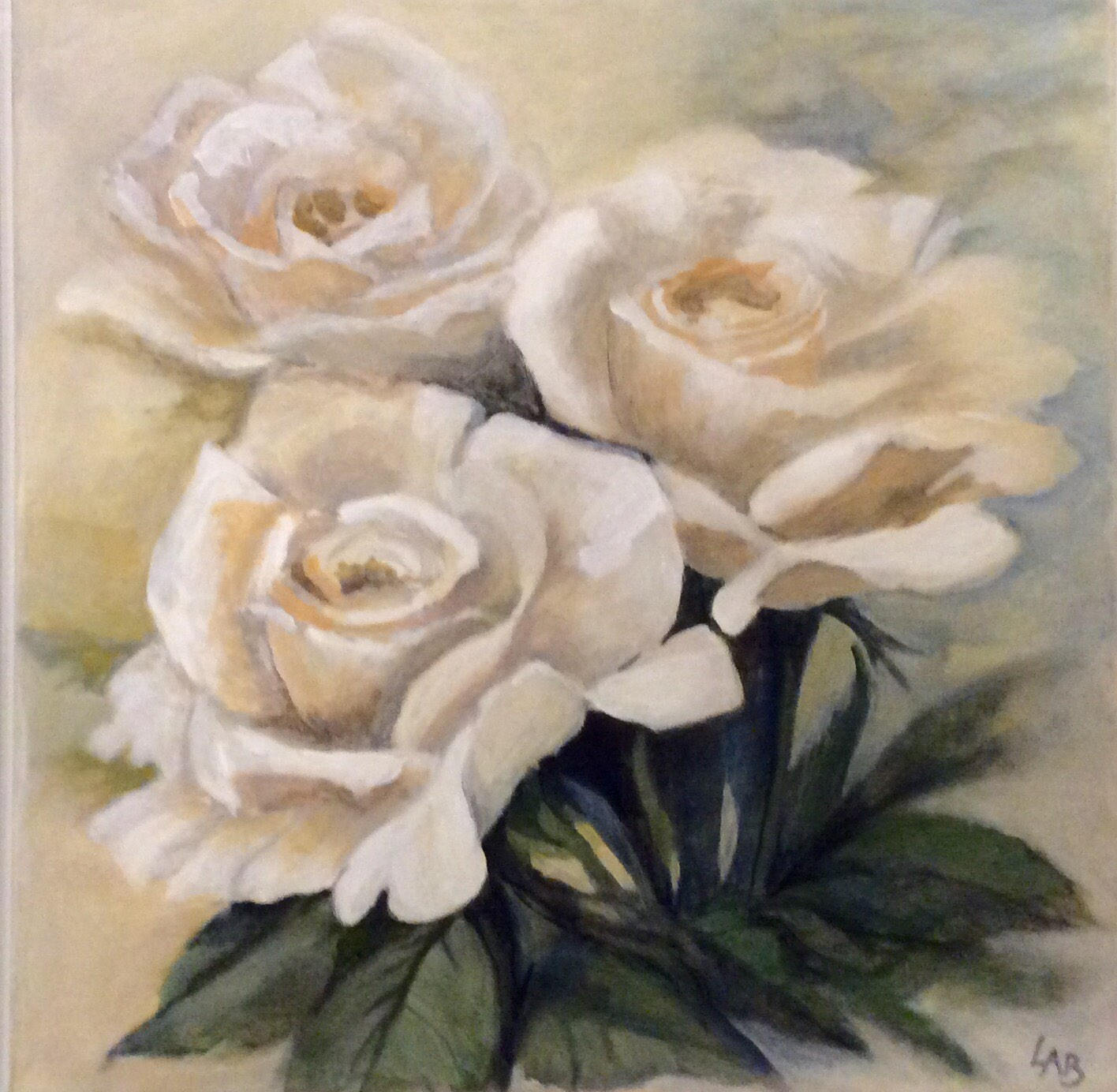 White Roses, Flower Painting, Original Acrylic Painting, Painting on ...