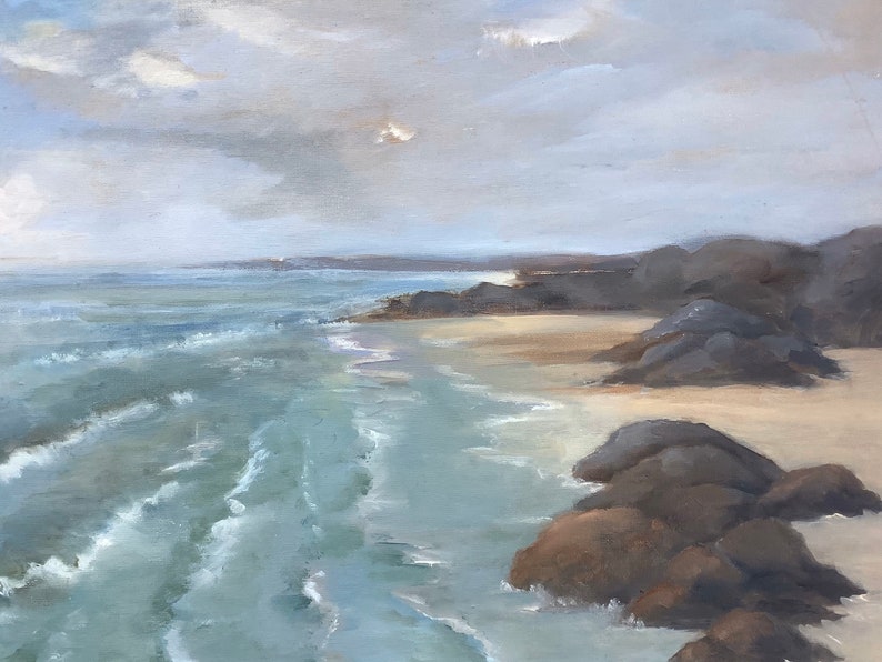 Seashore, Coastal Painting, Original Oil, Devon, Cornwall, Coastal ...