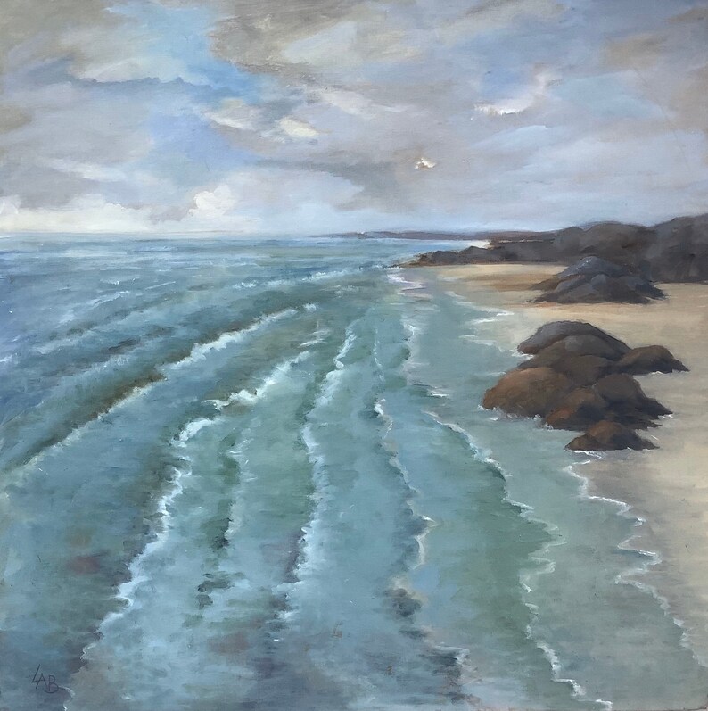 Seashore, Coastal Painting, Original Oil, Devon, Cornwall, Coastal ...