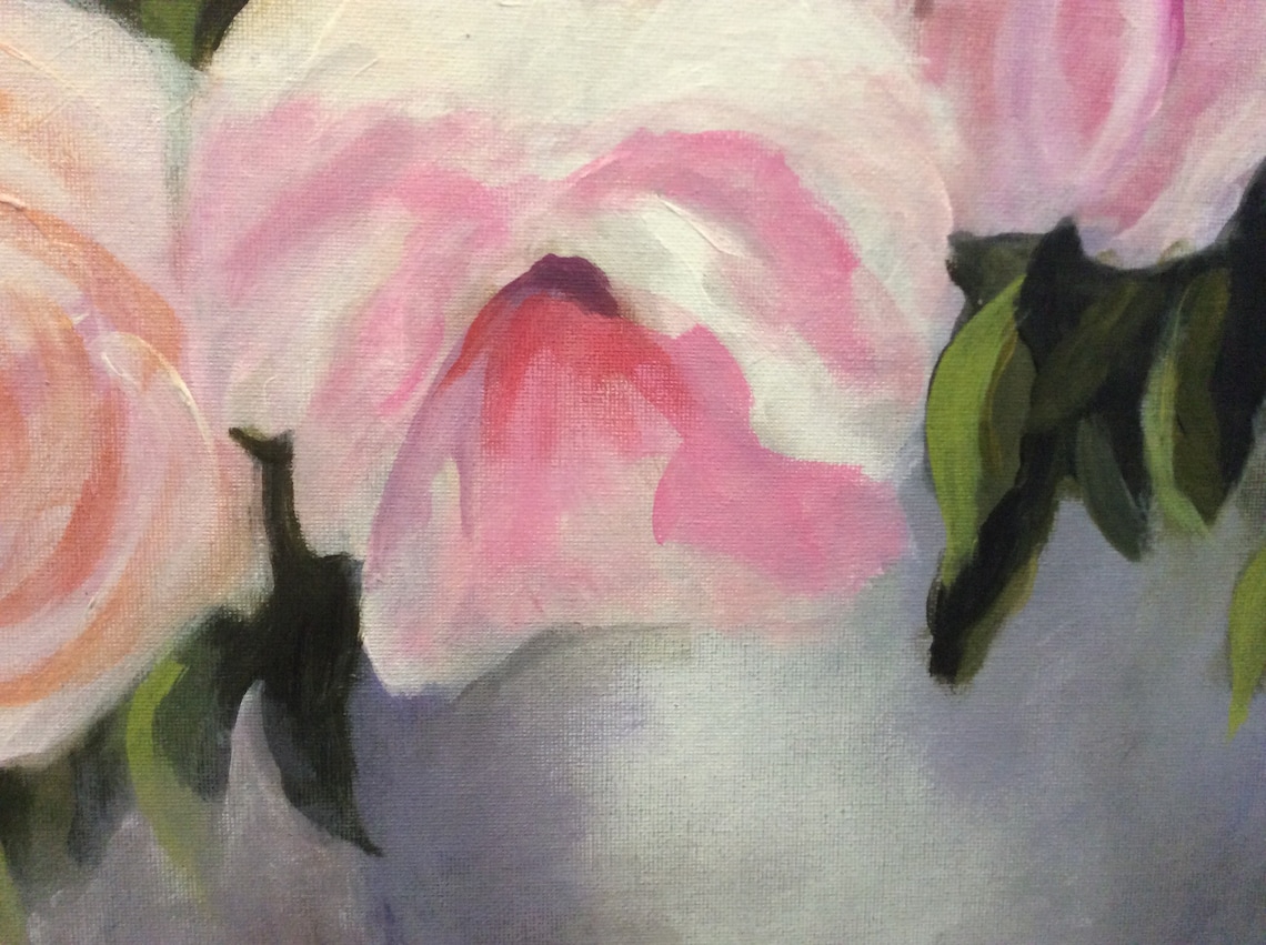 Roses, Rose Painting, Original Acrylic, Roses in Vase, Flower Painting ...