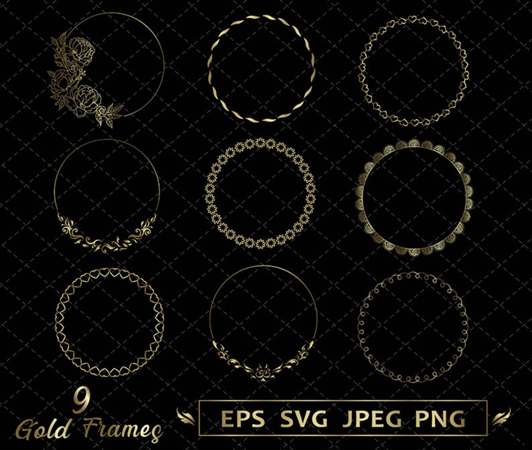 Frame Svg, Gold Frame Png, Gold Frame Clipart, Border Svg, Wedding ...
