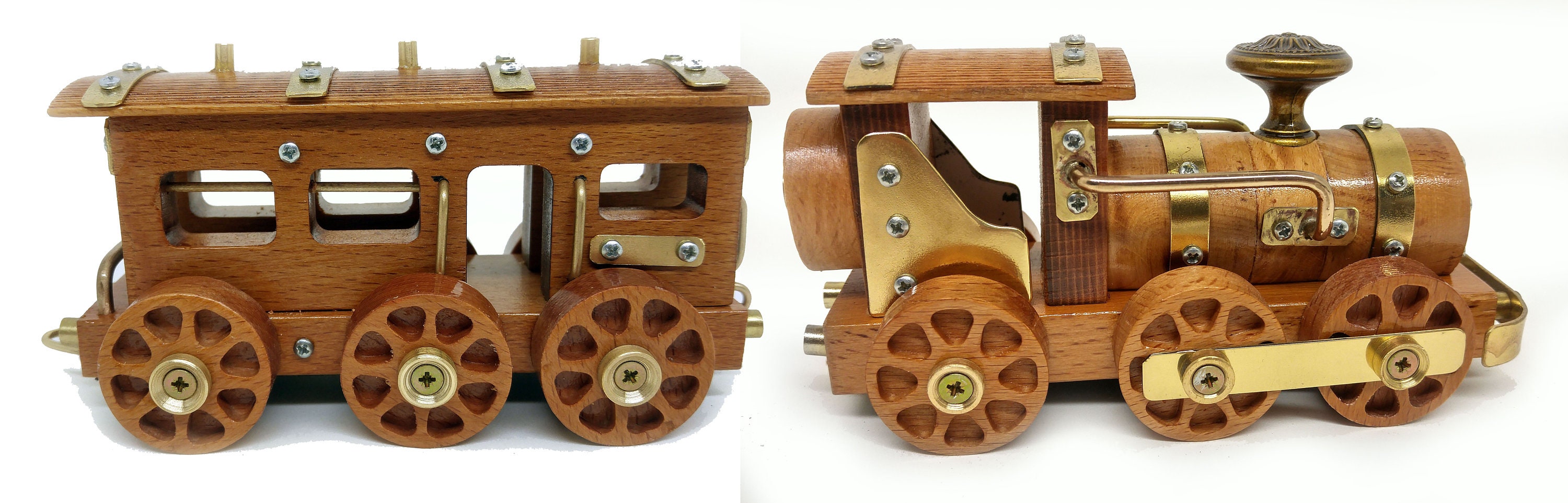 Wooden Toy Train, Wooden Train, Natural Wood Train Set, Steampunk, Gift ...