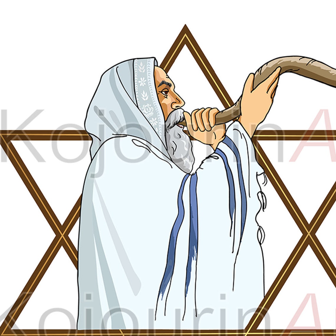 Rosh Hashanah/ Digital/judaica/ Shofar/ Hand Drawing/religion Gift ...
