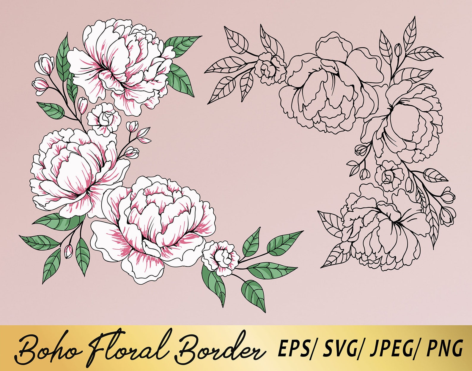 Flowers Svg, Floral Border Svg, Flower Prints, Flower Frame, Digital ...