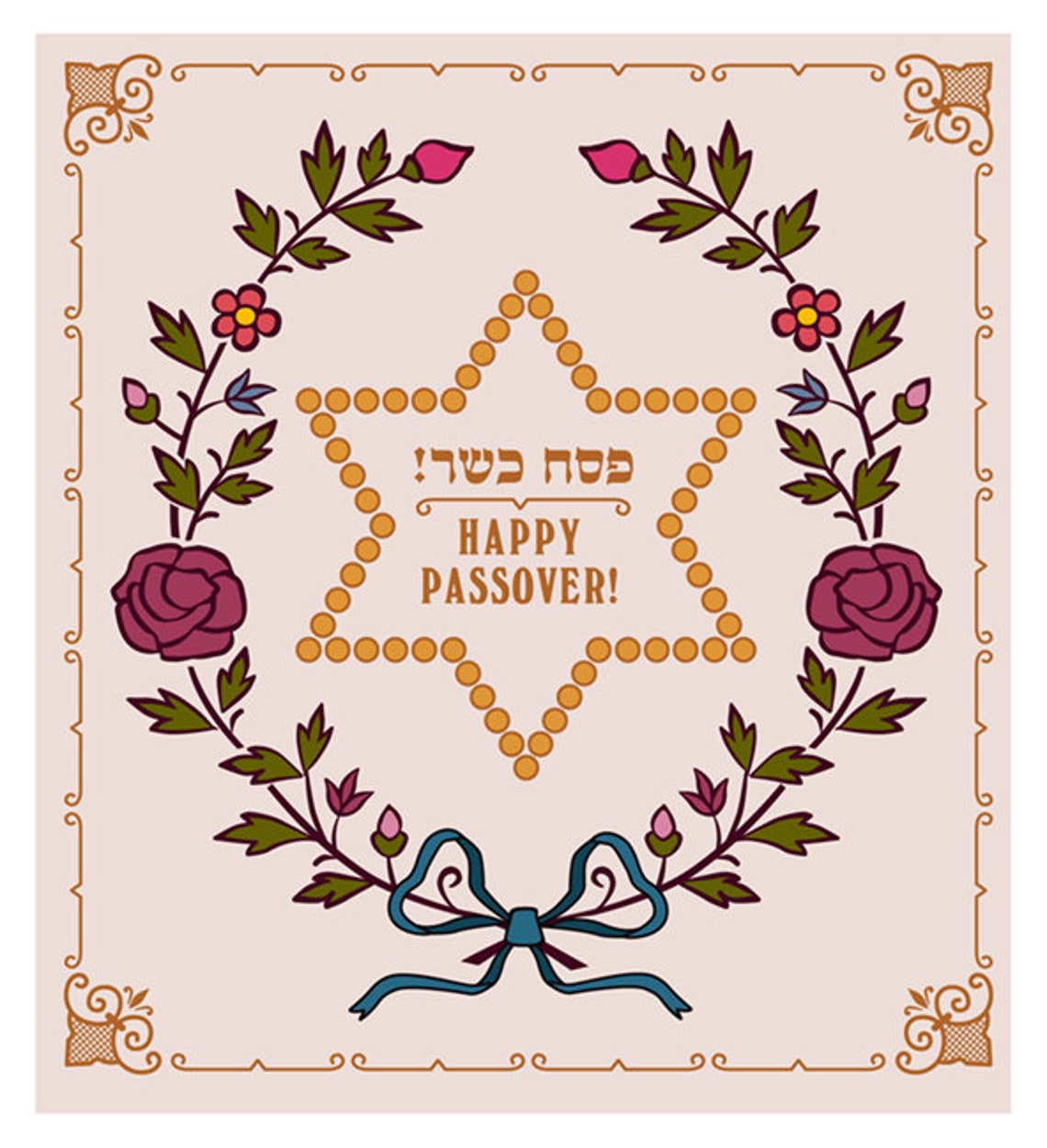 Happy Passover Greeting Card, Printable Passover Card, Digital Print ...