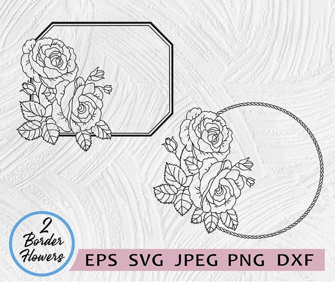 Borde de flores SVG, Marco de flores SVG, Archivo Cricut Corte de borde ...