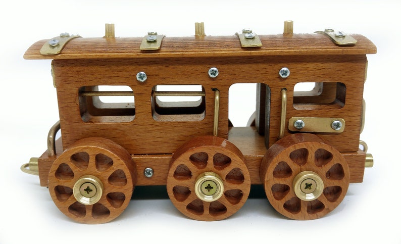 Wooden Toy Train, Wooden Train, Natural Wood Train Set, Steampunk, Gift ...
