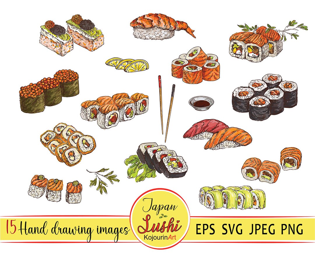 Sushi SVG, Food Printable, Japanese Food, Food Art Printable, Japanese ...