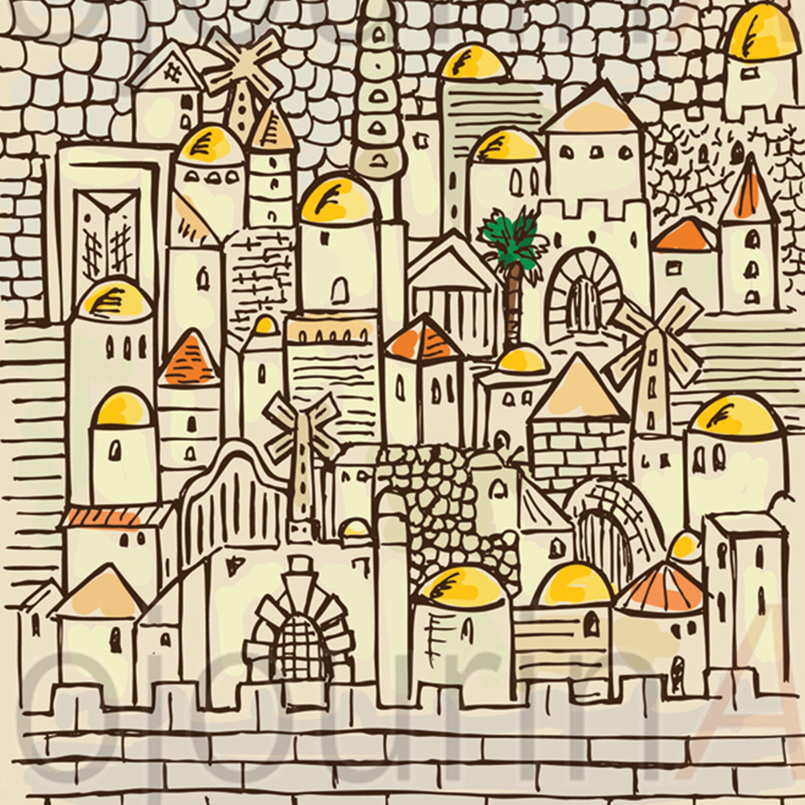 Jerusalem, Israeli Art, Jerusalem Print, Jewish Art, Judaica, Jerusalem ...