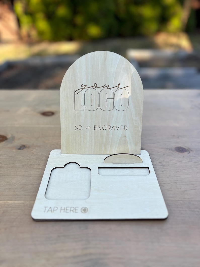 Custom Wooden Business Display | Square Reader & Card Holder - Etsy