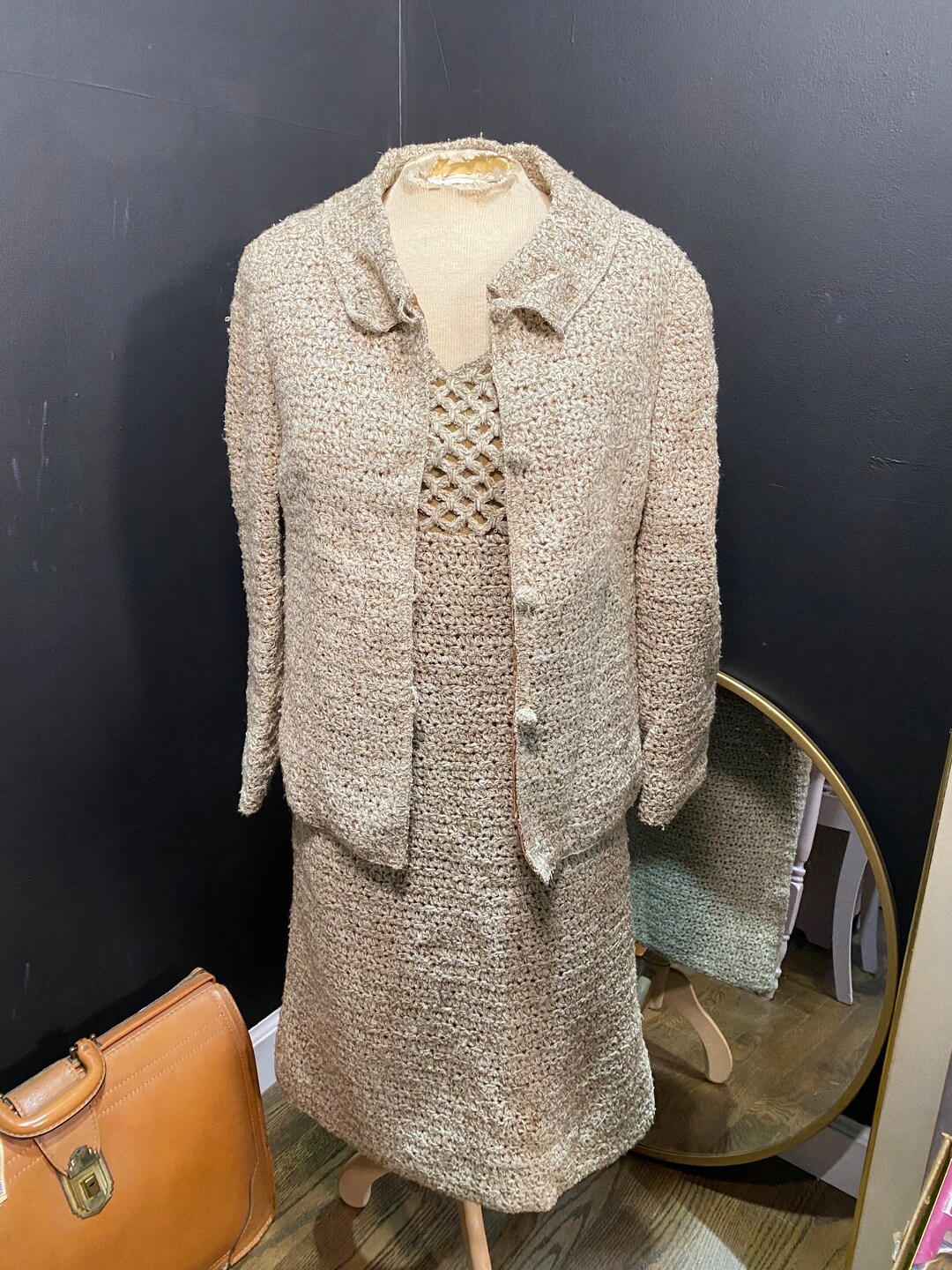 1970’s Tarvis Knit Dress & Jacket Set - Etsy