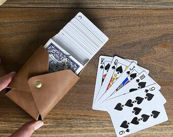 Leather Playing Card Case, Leather Card Sleeve, Playing Cards Travel ...
