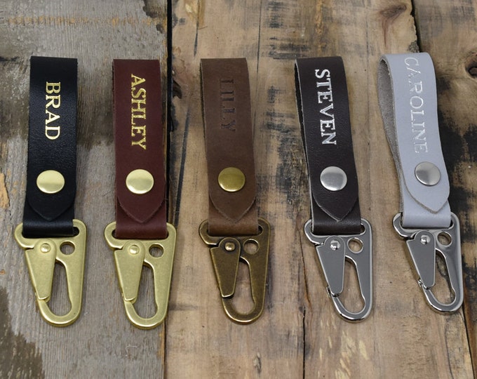 Keychain With Clip. Custom Leather Keychain. Brass Hardware. Premium ...