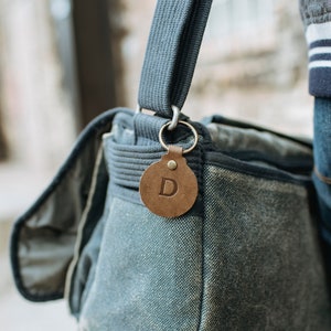 Custom Leather Circle Keychain. Monogrammed Personalized Full Grain ...